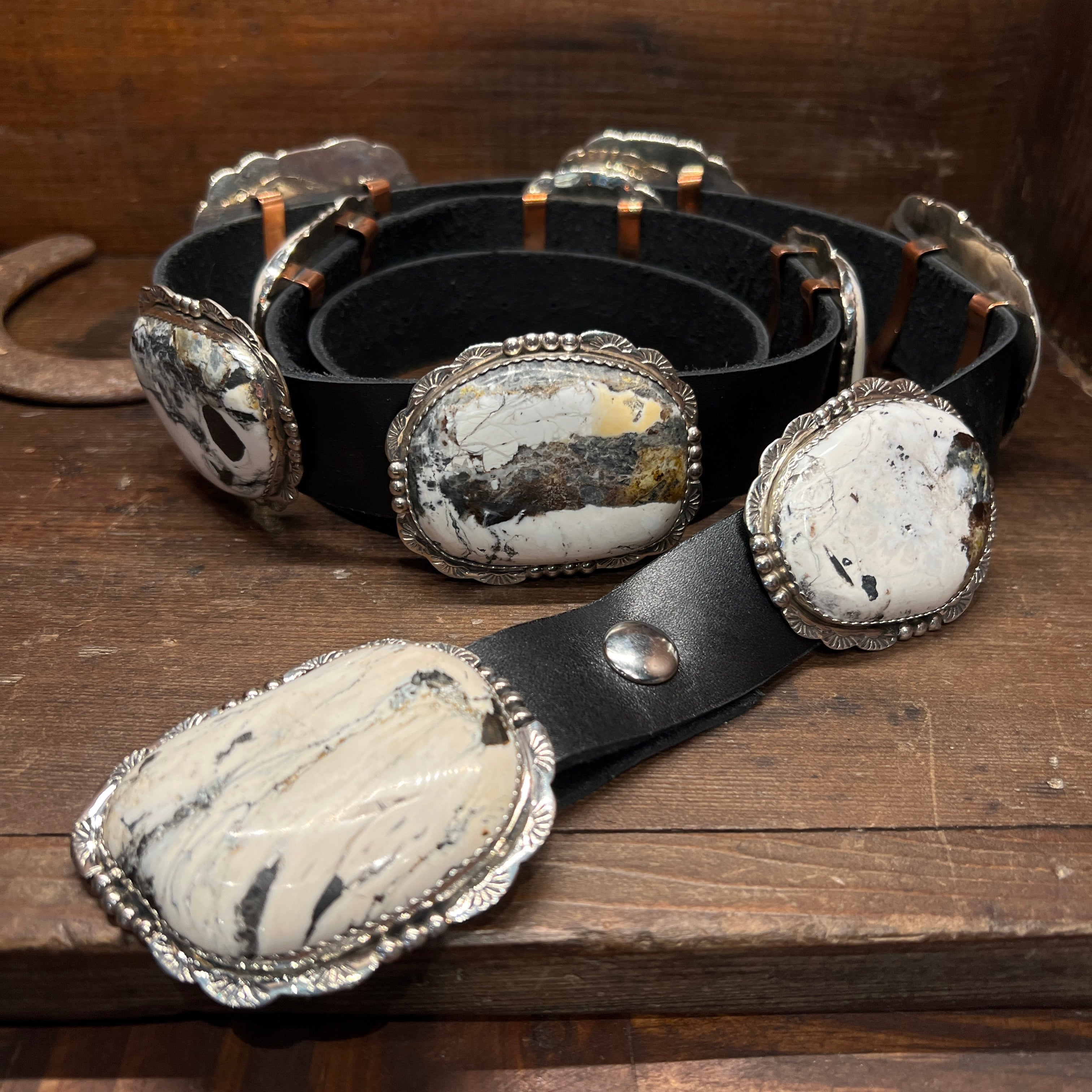10 Slab White Buffalo Concho Belt – Eagle's Shadow Trading Post